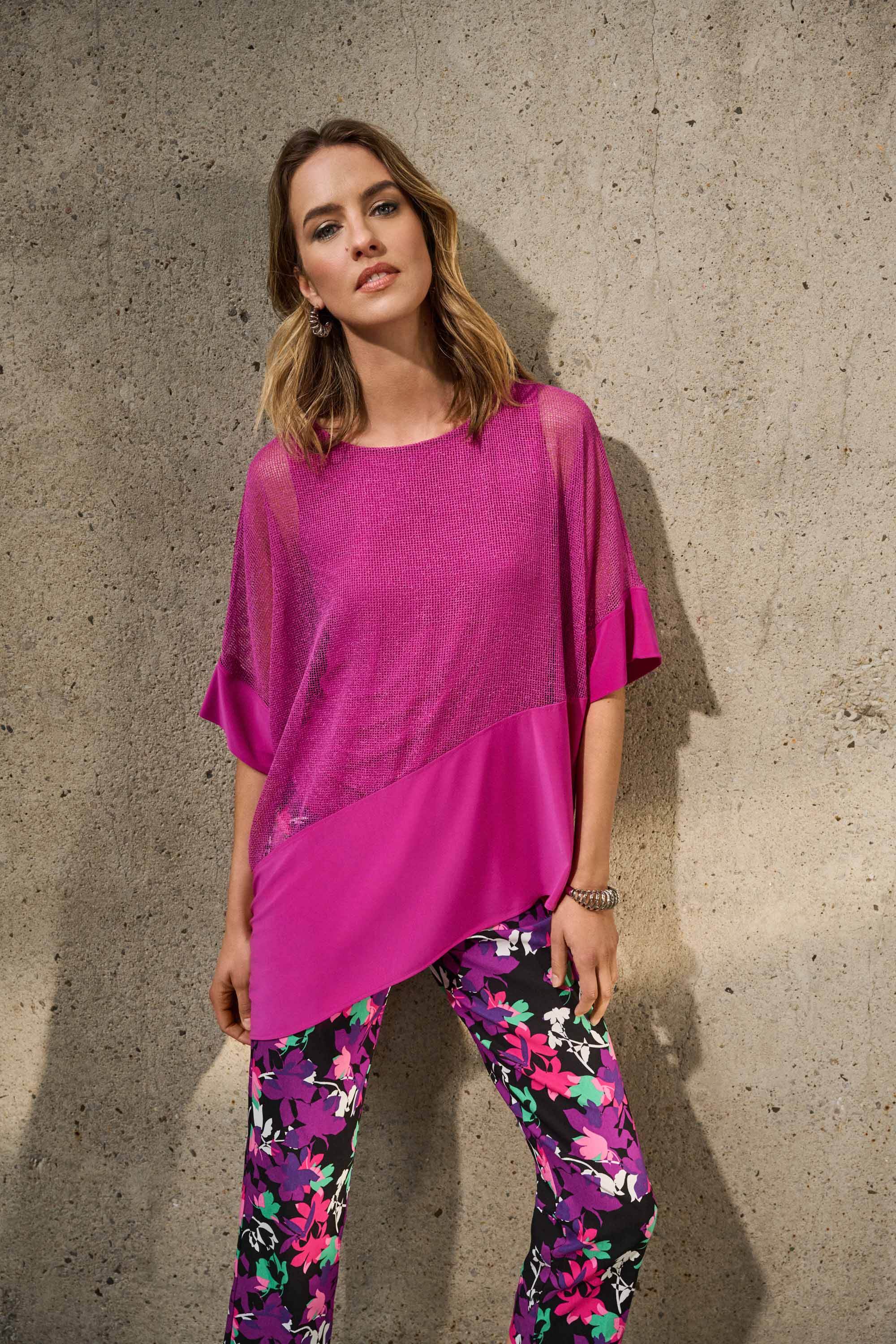 Mesh And Silky Knit Cocoon Top Style 251092 – Dream Pants