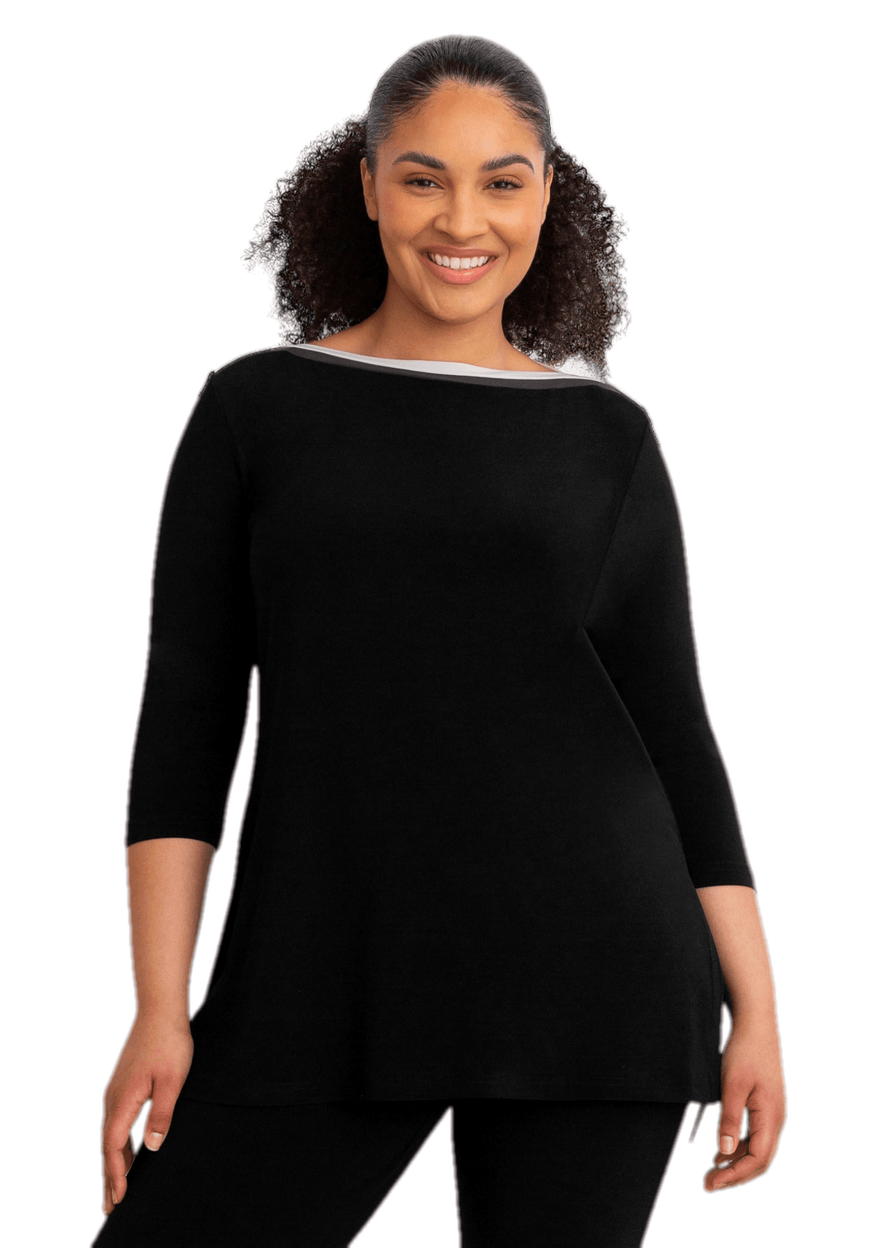 Sympli Underline Boat Neck Tunic, 3/4 Sleeves, Style 23187-2, 3 Colors ...