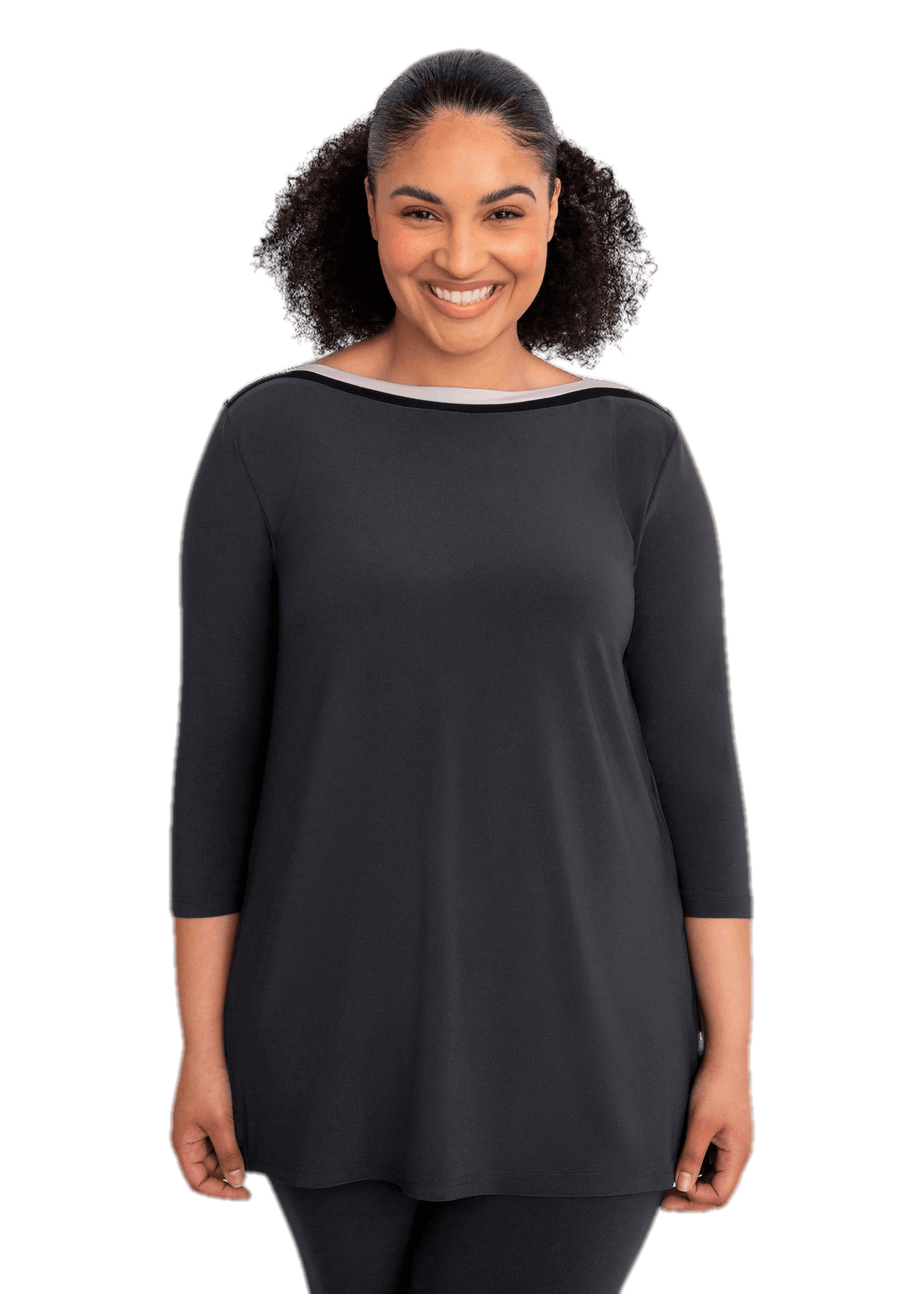 Sympli Underline Boat Neck Tunic, 3/4 Sleeves, Style 23187-2, 3 Colors ...